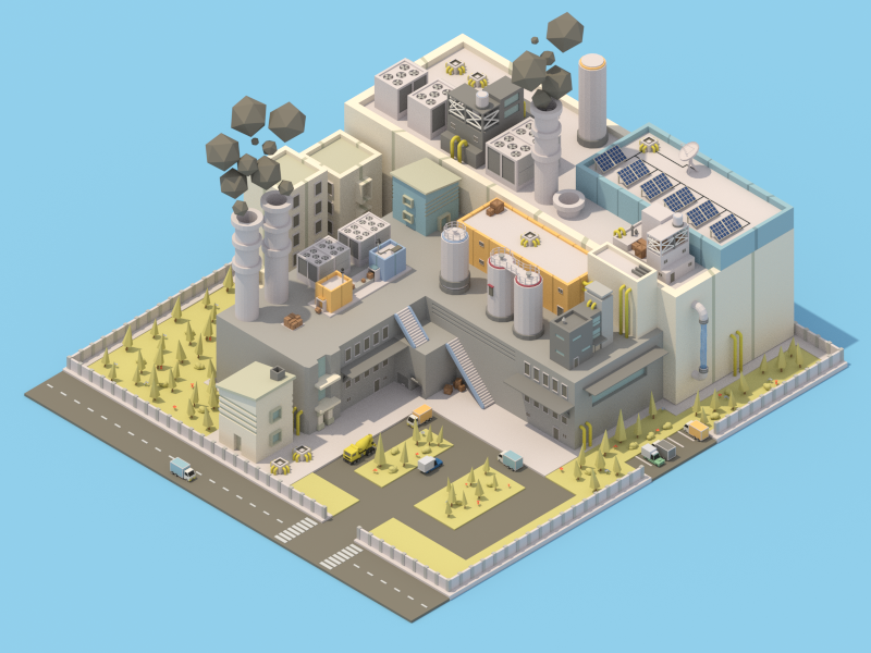 Isometric Factory (full view) by Alex Safayan on Dribbble