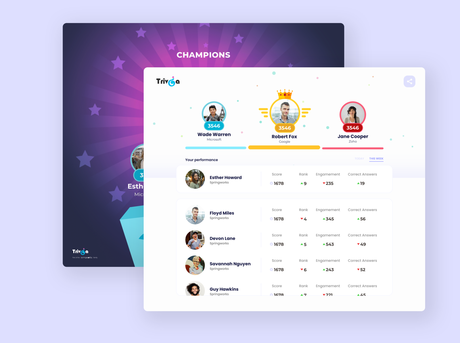 Trivia Desktop LeaderBoard by Ved Sarkar on Dribbble