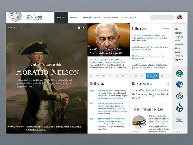 Wikipedia – Main page by George Kvasnikov on Dribbble