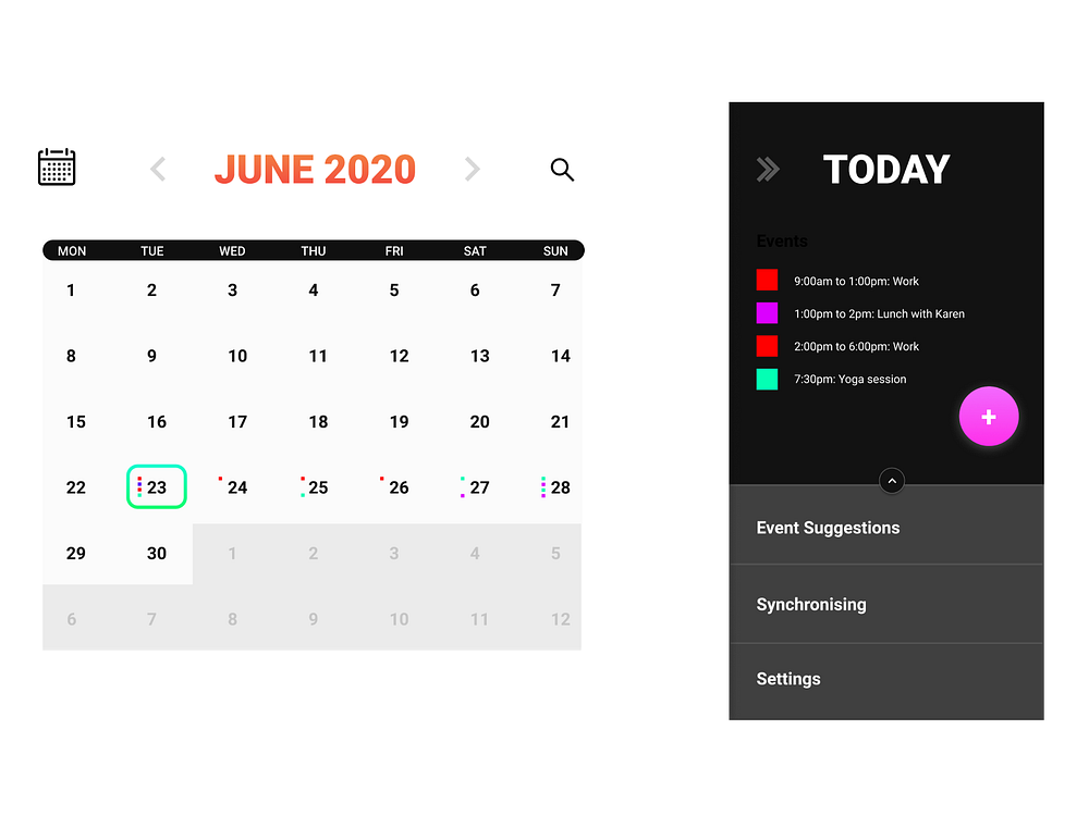 Calendar UI designs, themes, templates and downloadable graphic ...