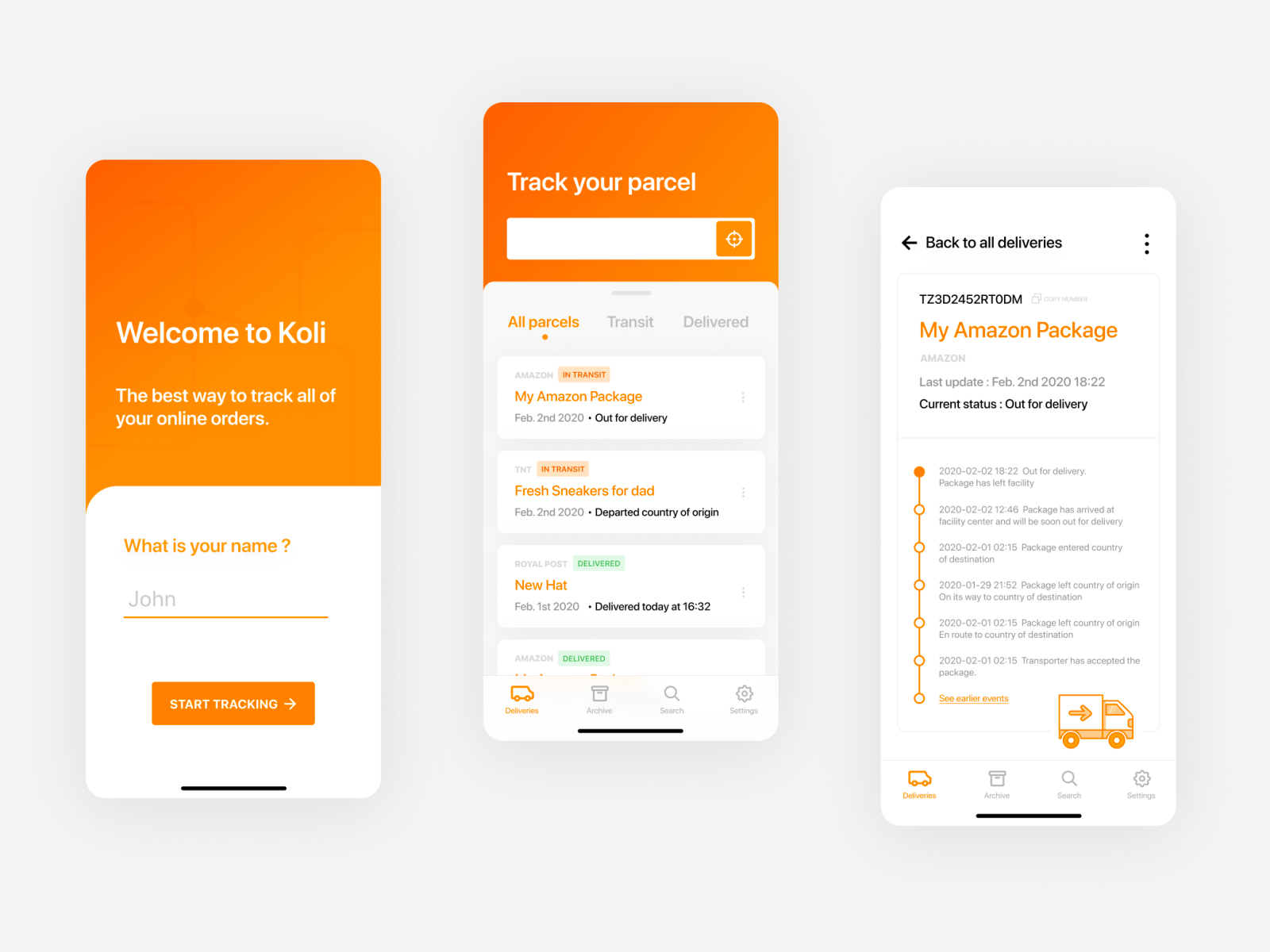 Parcel tracking numbers