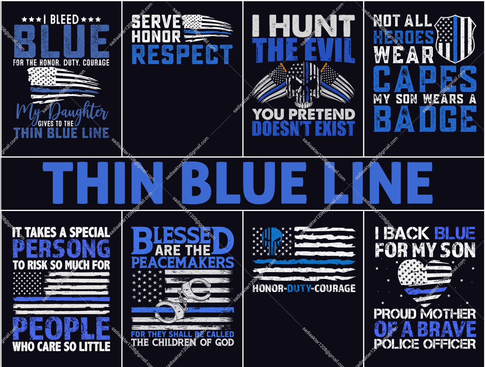 Best Thin Blue Line T-Shirt Design For A Client by sadia2209 on Dribbble
