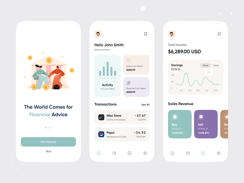 Finance App UI Design by Devignedge on Dribbble