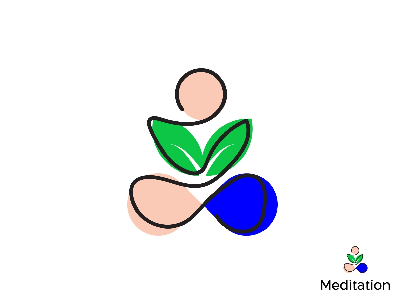 Meditation logo - yoga logo - abstract mark logo - modern logo by Salma ...