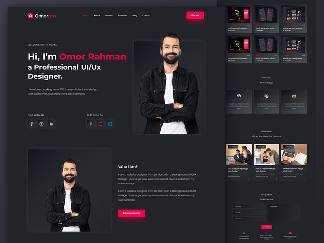 Personal portfolio website, Ui design by Omor Rahman on Dribbble