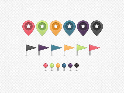 Map Markers, Flags & Pins by Zack Smith on Dribbble