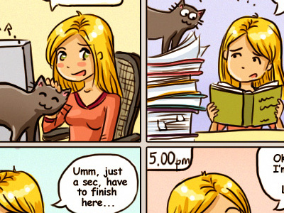 Cat comics "Different schedules" by Daria Tokranova on Dribbble