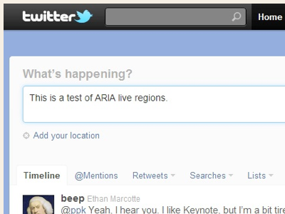 This is a test of ARIA Live Regions by Aaron Gustafson on Dribbble