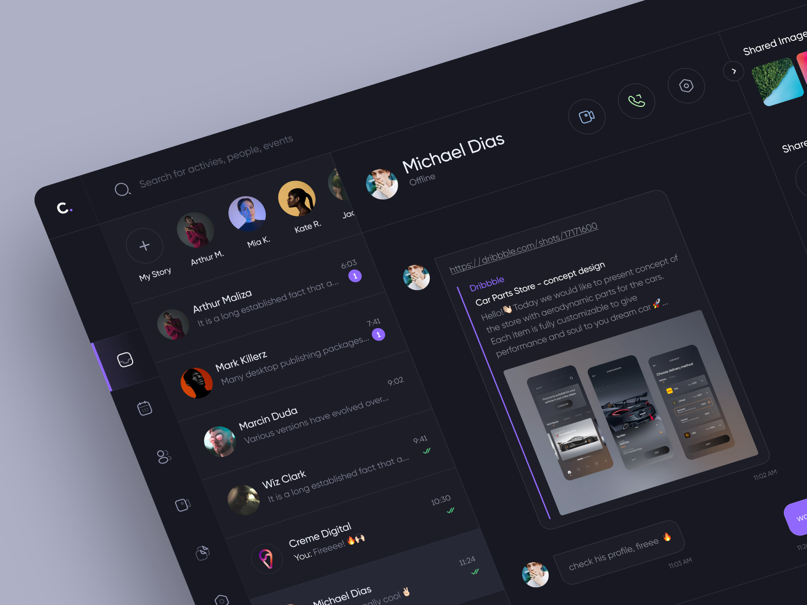 Messenger Dashboard Web App by Dominik Tyka for Piqo Studio on Dribbble