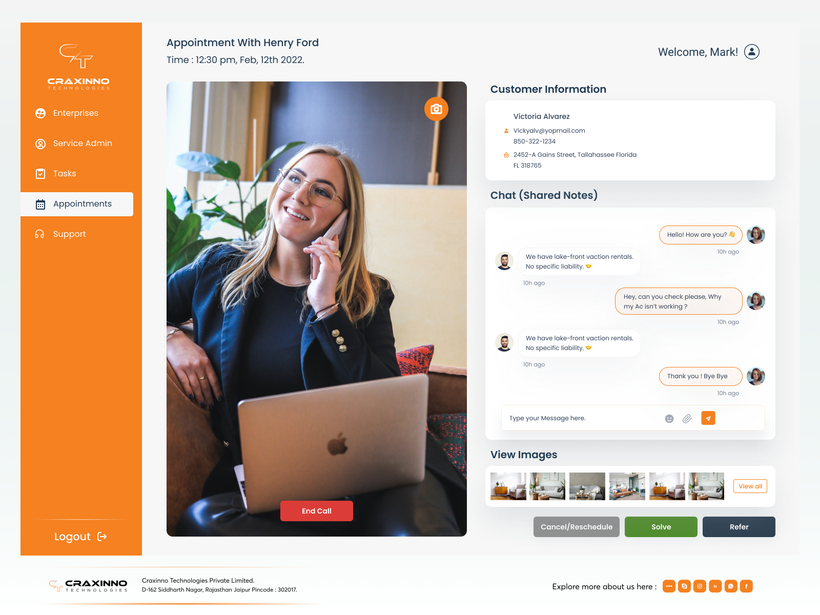 Video Call Appointment Page by Craxinno Technologies Private Limited ...