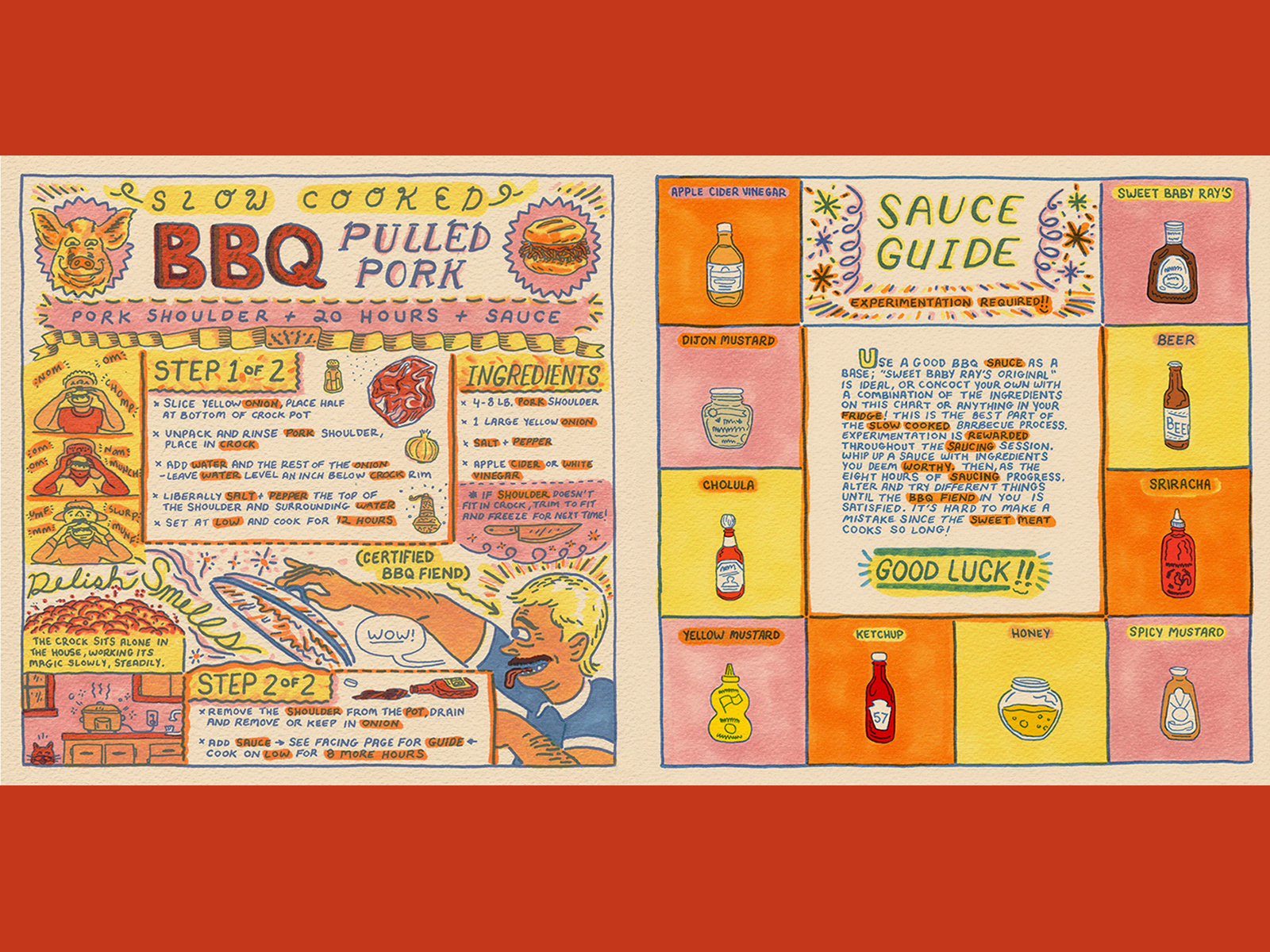 Pulled Pork BBQ Recipe Illustration by Alex Williams on Dribbble