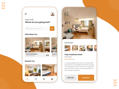 Free Hotel Room Booking App Ui Kit by PSDKits on Dribbble