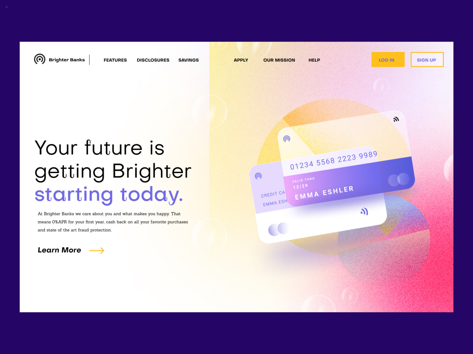 Banking Landing Page| Daily UI Challenge 009 by Emma Eshler on Dribbble