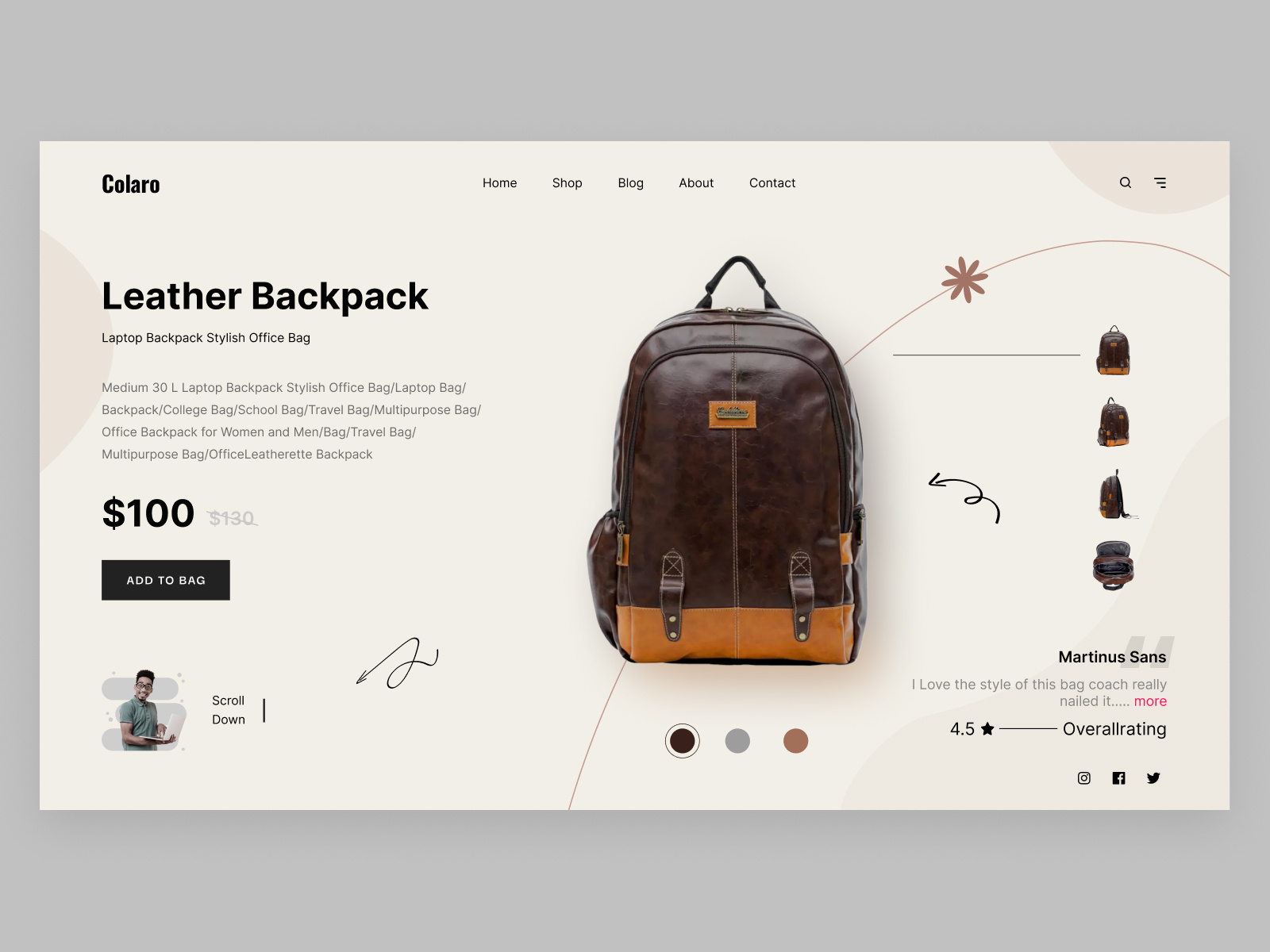 Colaro - Bag Shopping Landing Page Design by Kemil Ramani on Dribbble