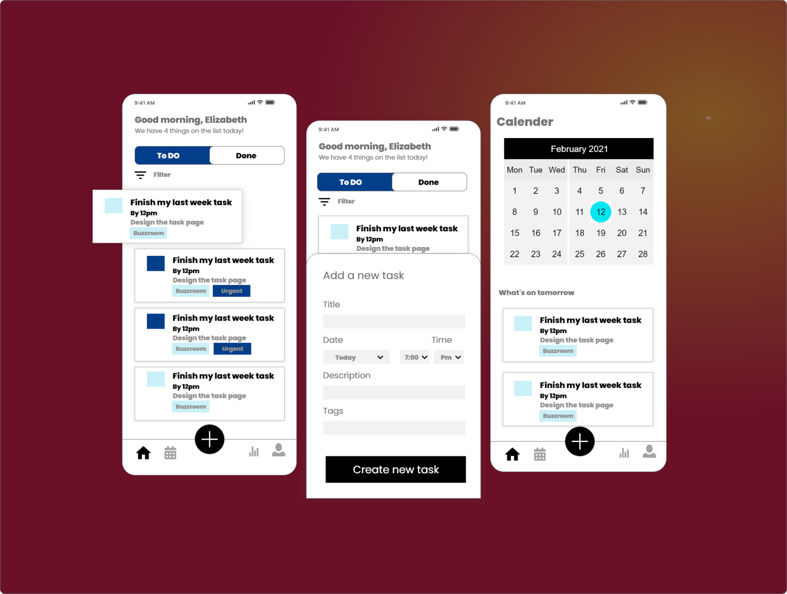 A task app by Elizabeth Onoja on Dribbble