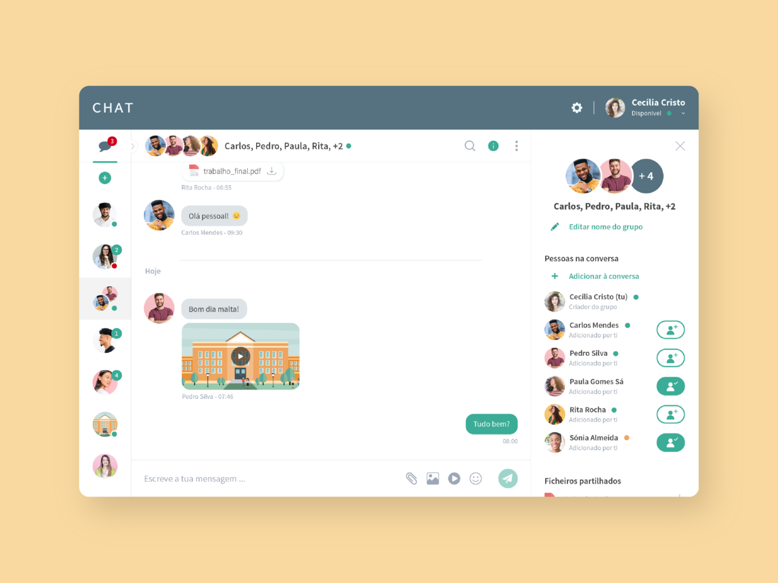 Chat UI Design - Desktop by Cátia Amador on Dribbble
