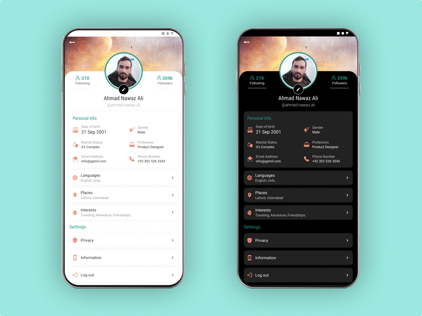 Profile UI Design by Ahmad Nawaz Ali on Dribbble