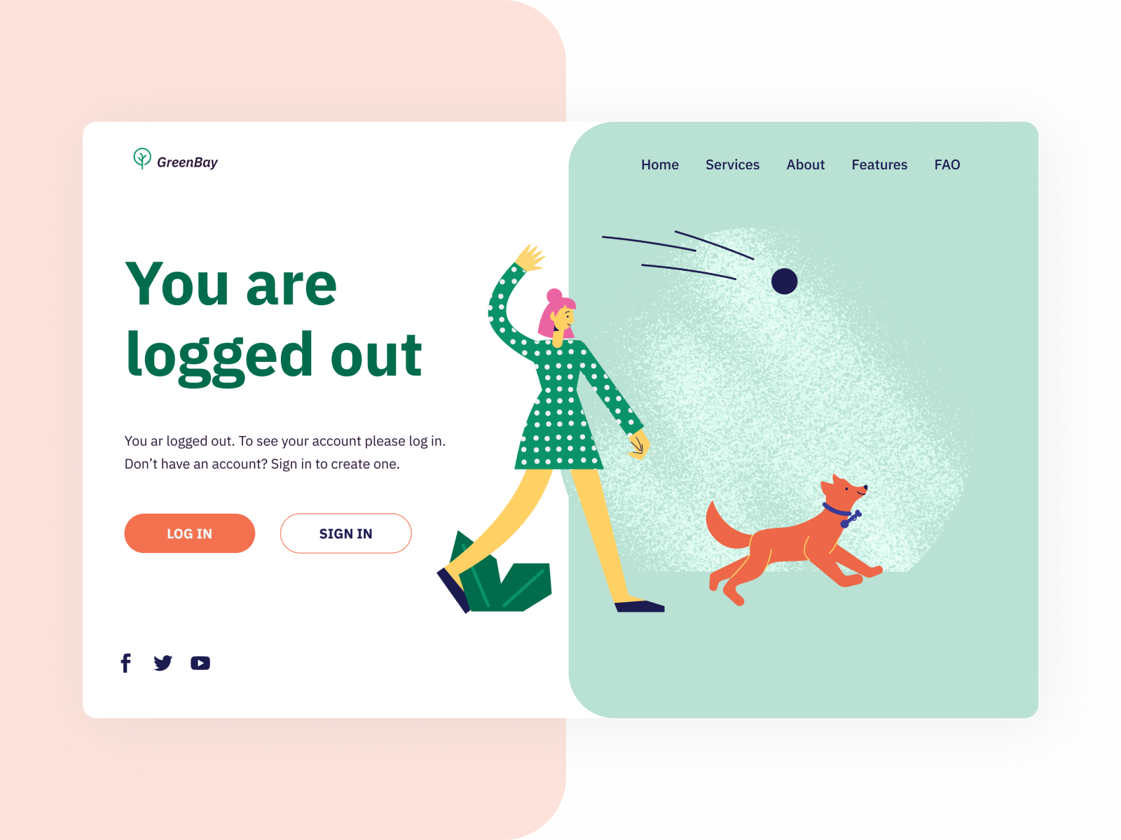 Log out page by Kavala on Dribbble