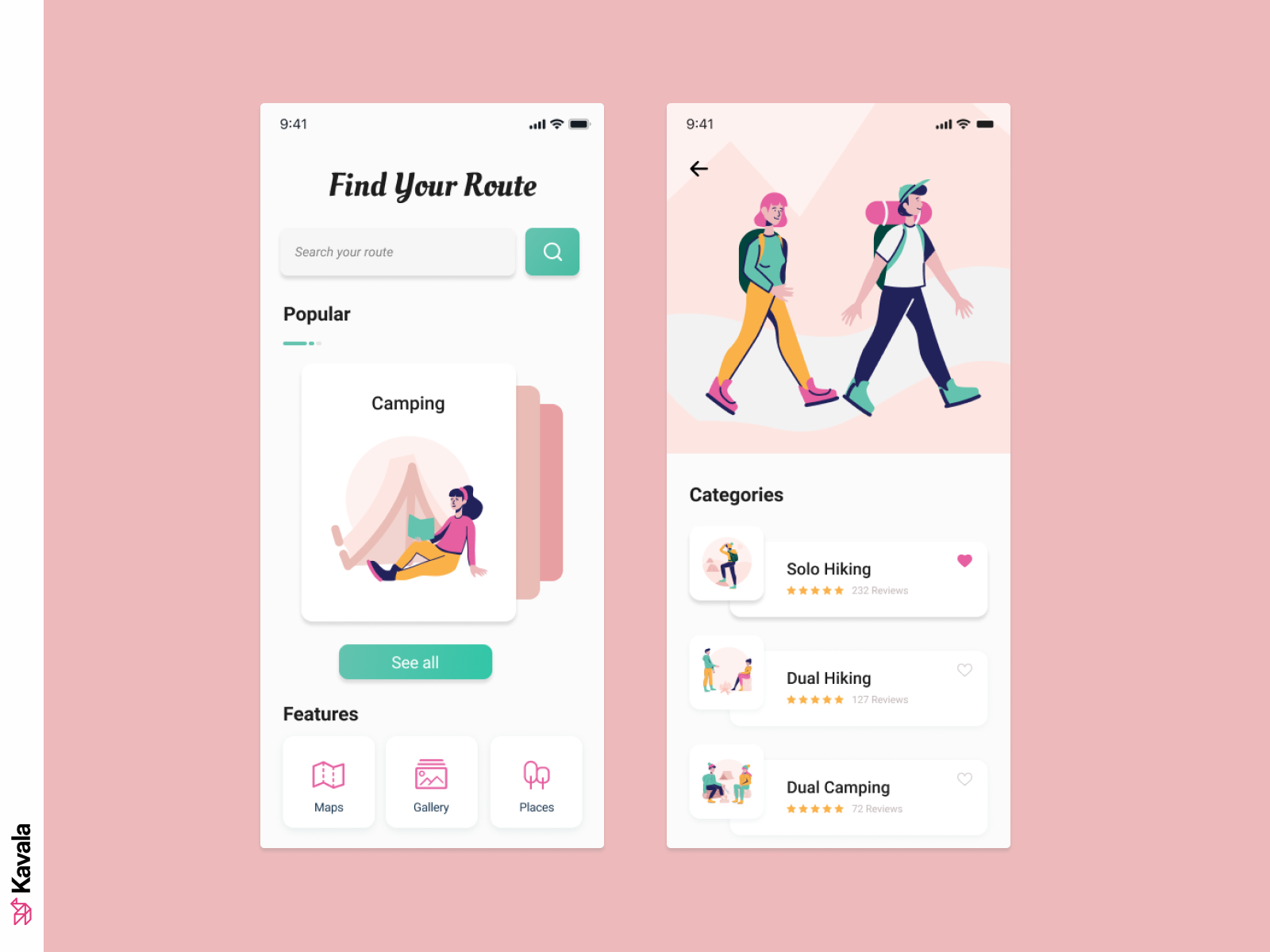 Hiking app by Kavala on Dribbble