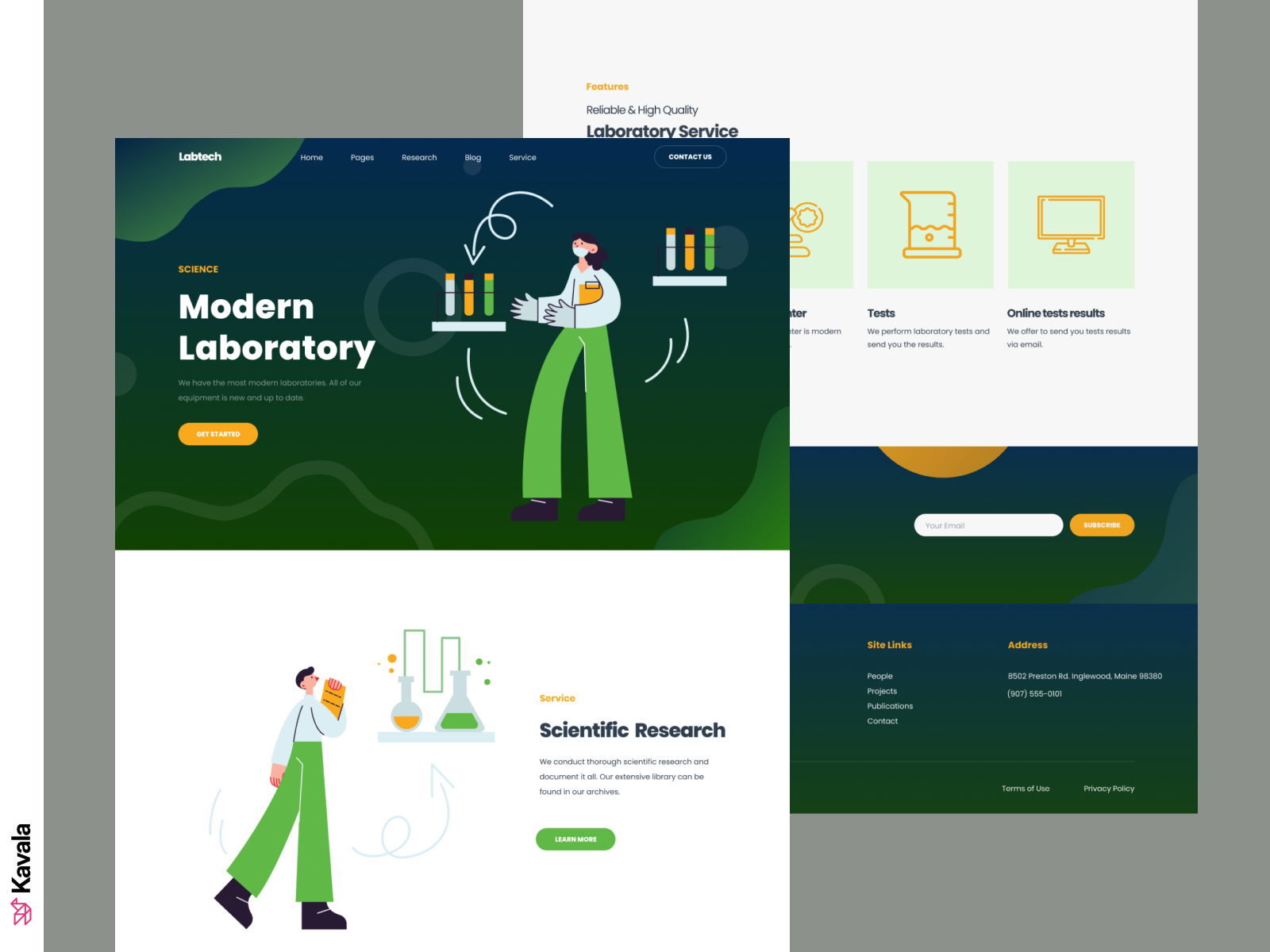 Laboratory landing page by Kavala on Dribbble