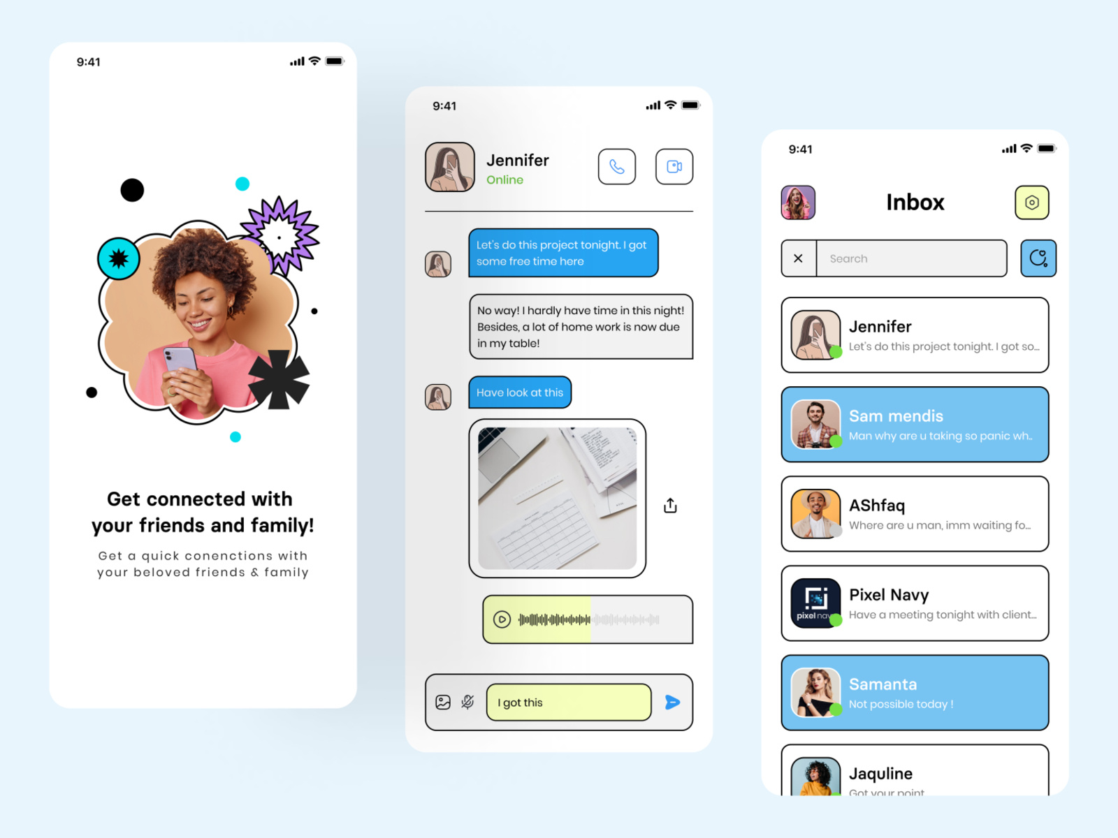 Messaging App UI by Sayef Mahmud for Pixel Navy Agency on Dribbble