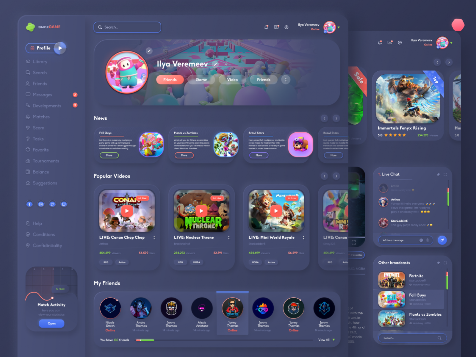 Game design - Profile page by Ilya Veremeev on Dribbble