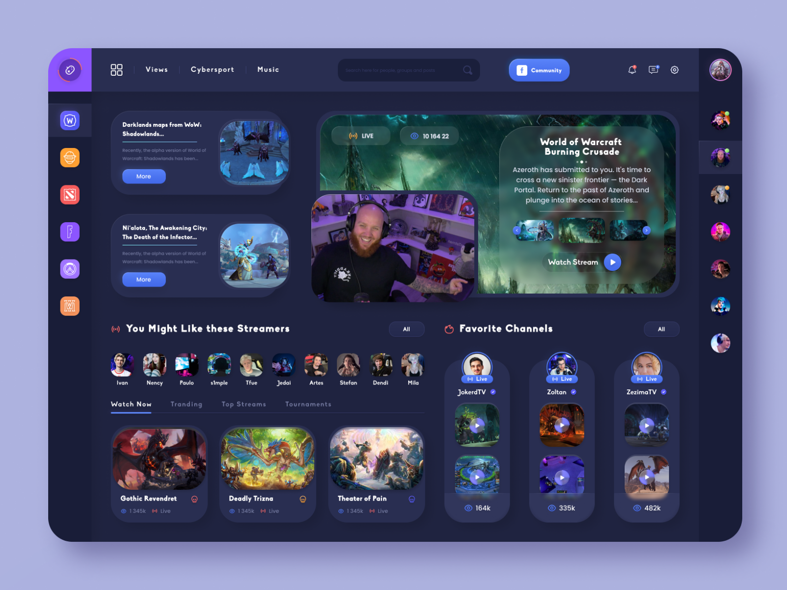 Stream dashboard by Ilya Veremeev on Dribbble