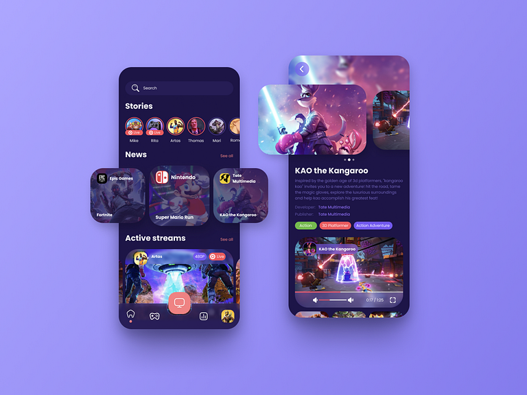 Streaming app UI concept 🎮 by Ilya Veremeev on Dribbble