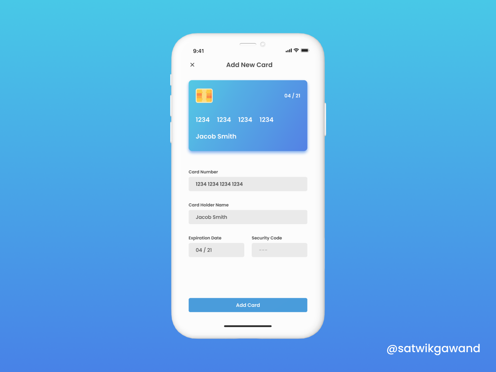 015 - Add New Card Page by Satwik Gawand on Dribbble