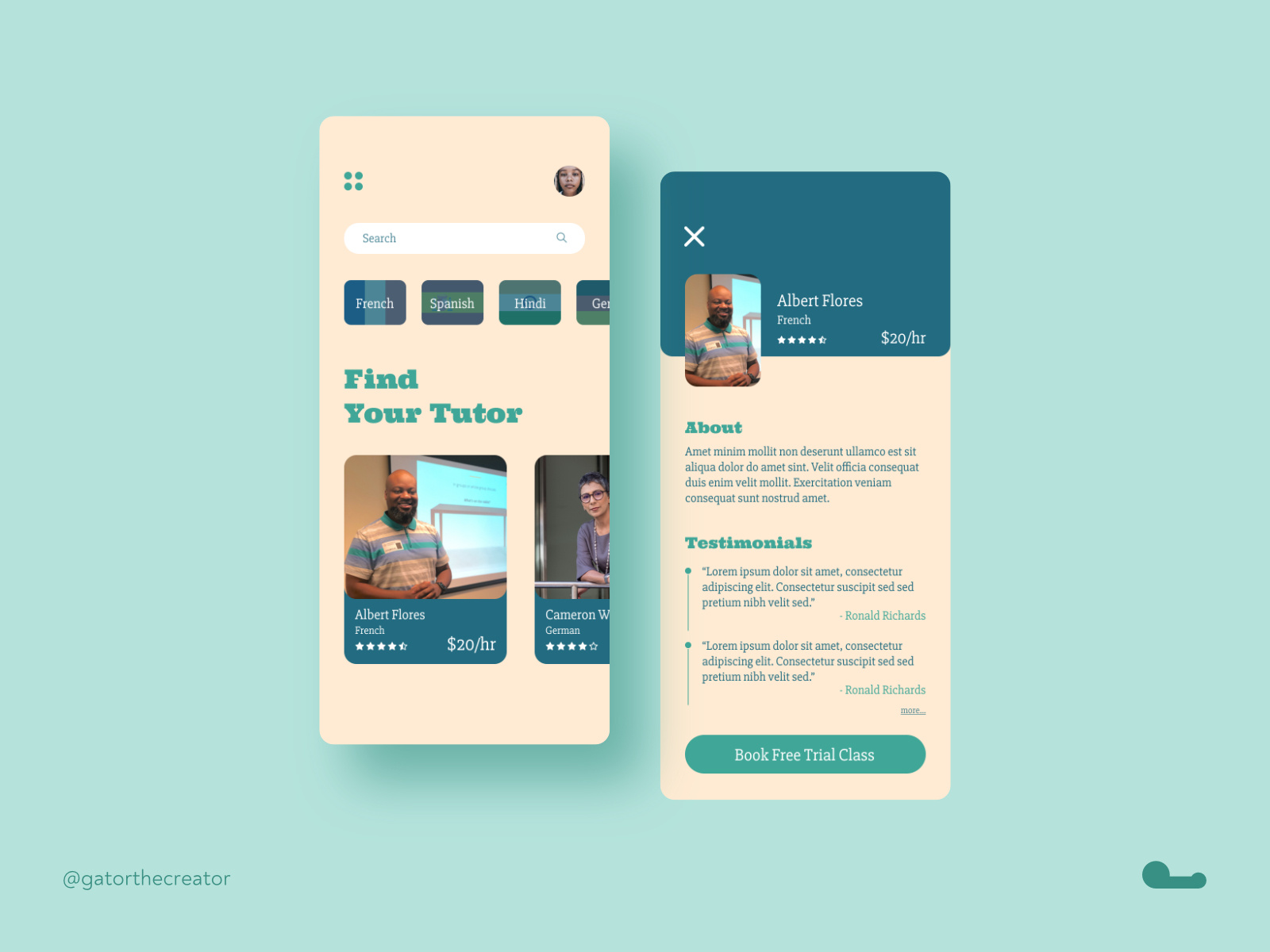 Language Tutor Finder App by Saral Kumar on Dribbble