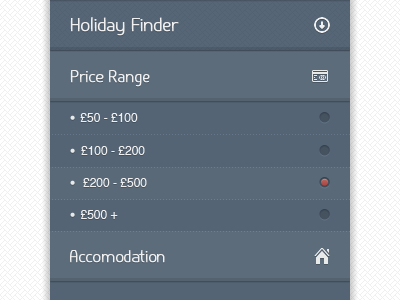 Holiday Finder Selector by WillG on Dribbble