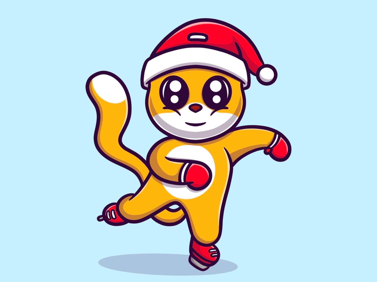 Cute cat iceskating cartoon illustration by NOCTE STUDIO on Dribbble