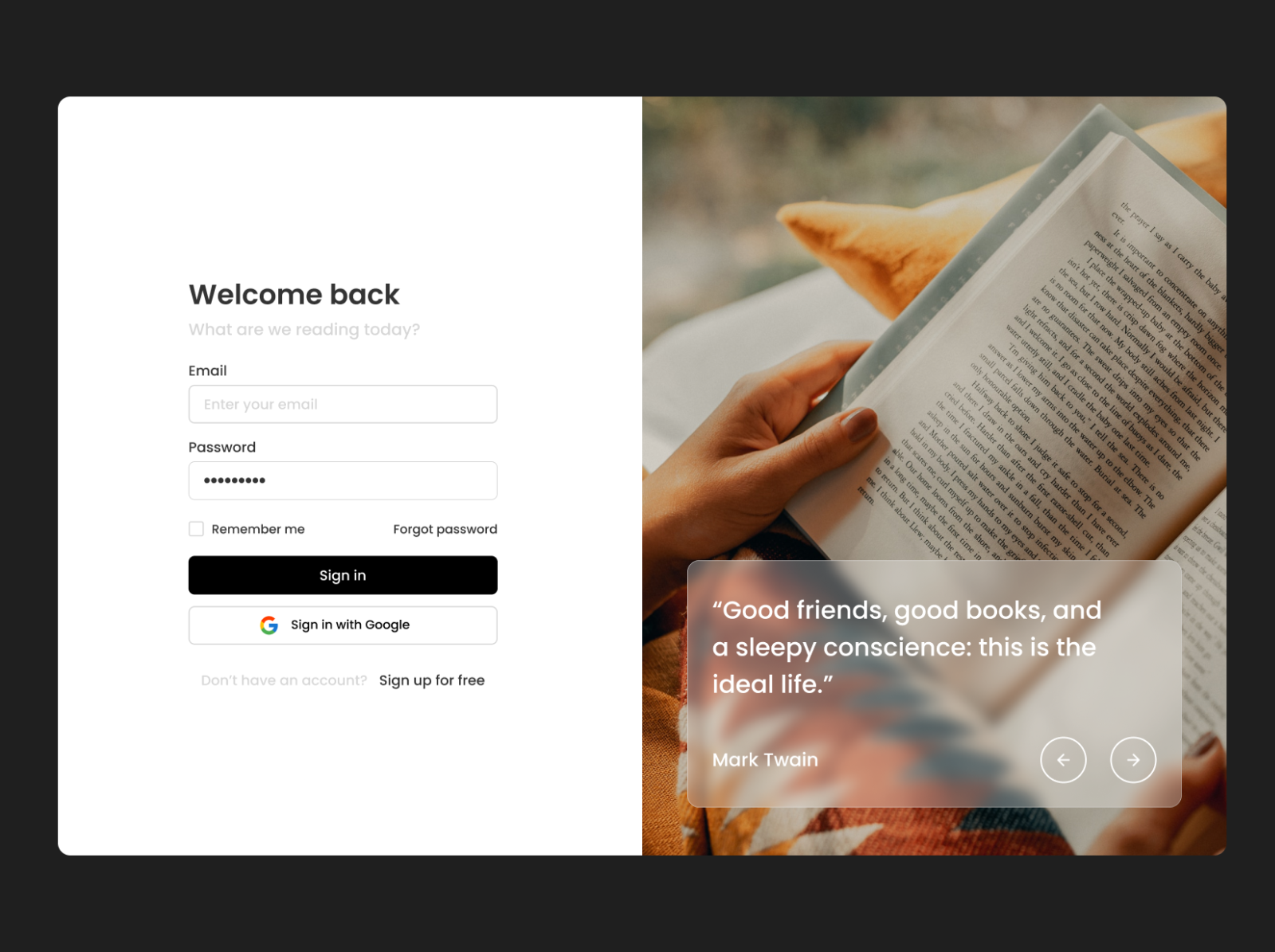 Sign in page by Samuel Sakala on Dribbble