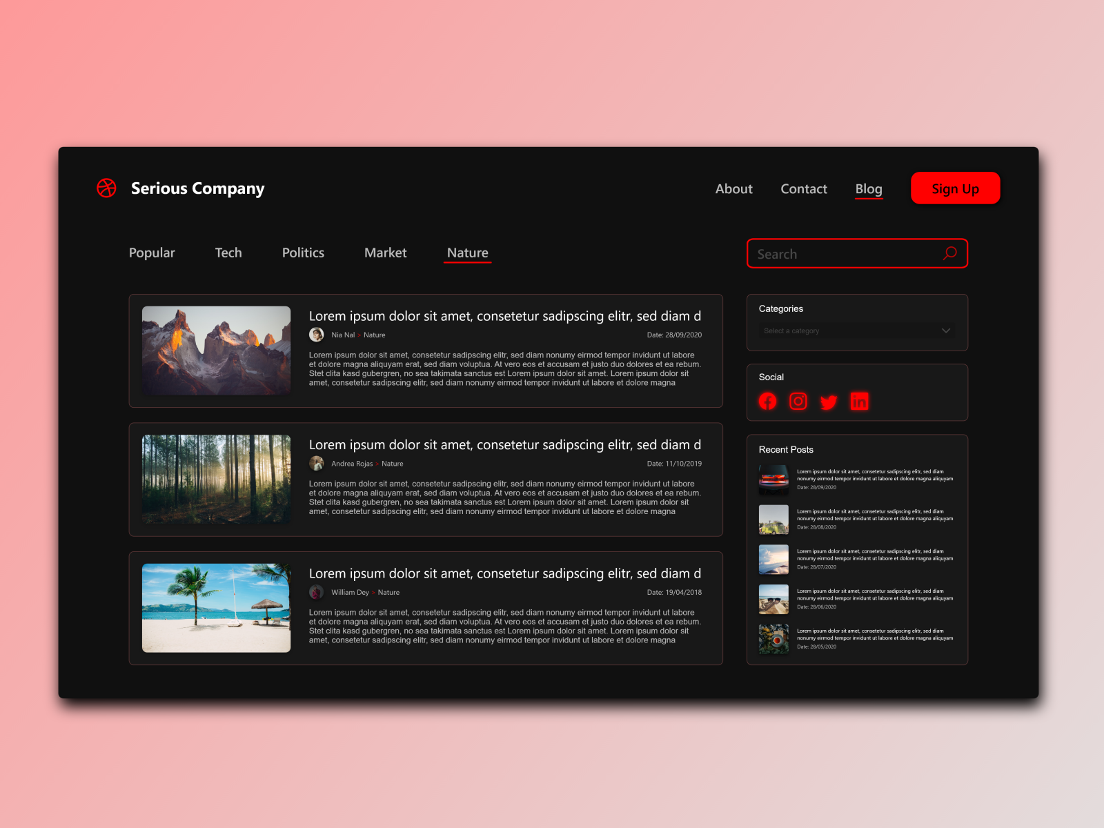 Blog Design Dark by Hozefa Khety on Dribbble