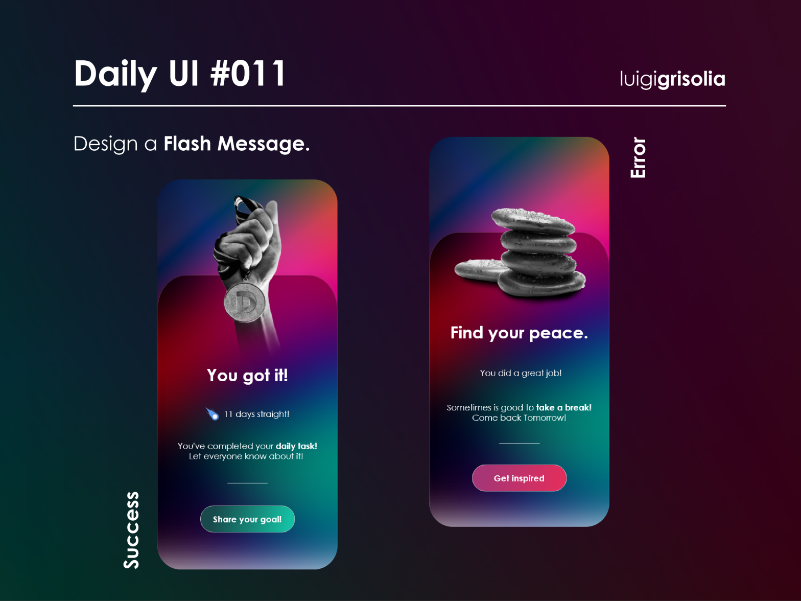 Daily UI #011 - Design a Flash Message. by Luigi Grisolia on Dribbble