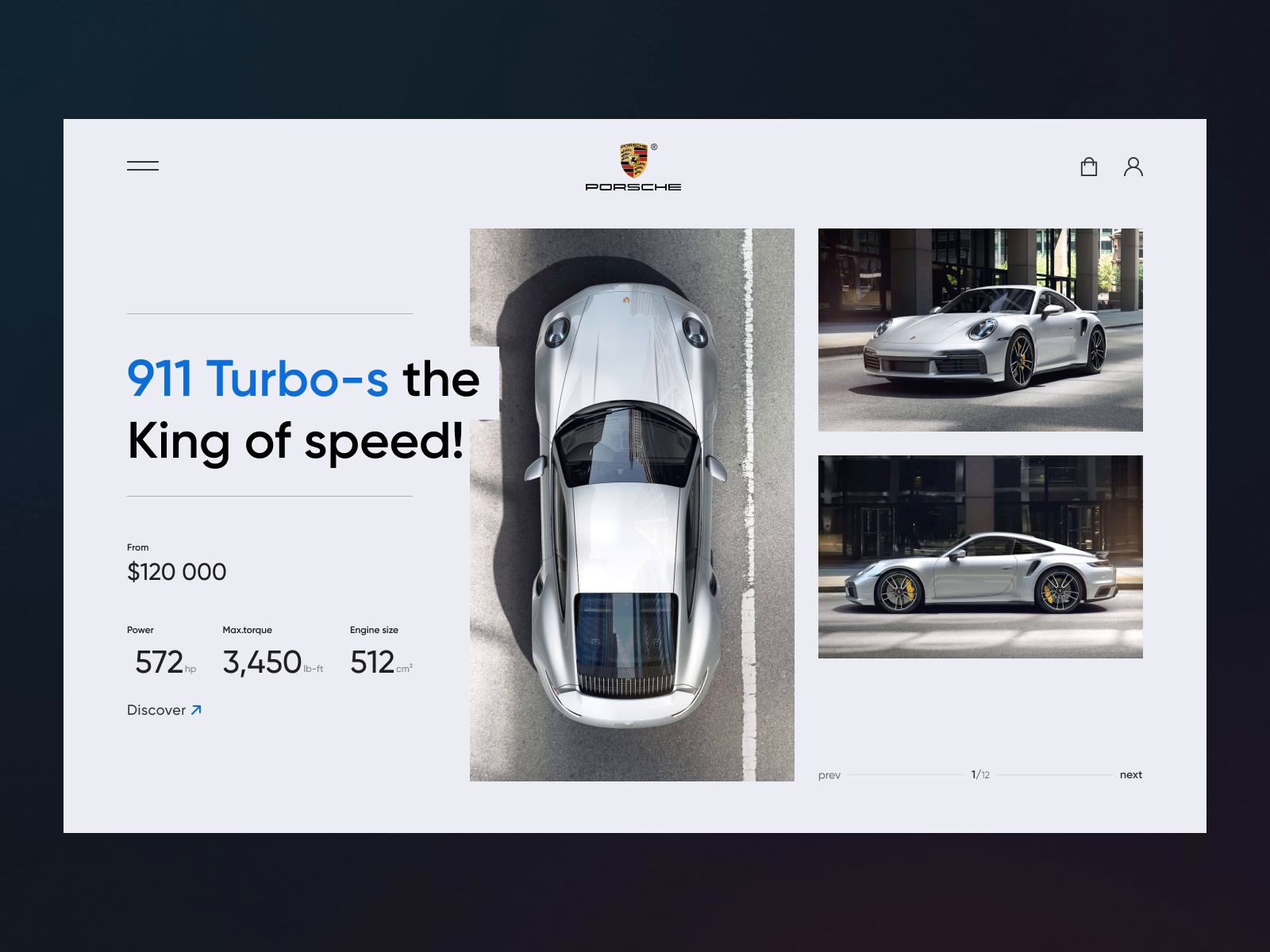 Porsche showroom concept landing page by Alex Kukharenko for Pixeldarts ...