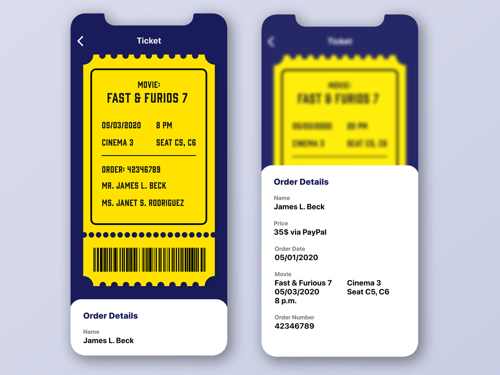 Cinema Ticket App by Natascha Wittig on Dribbble
