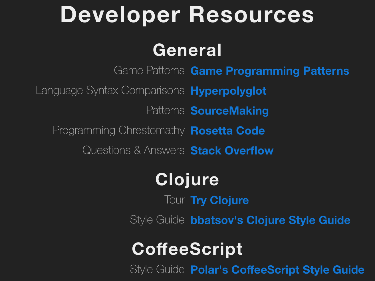 Developer Resouces by Nick McCurdy on Dribbble