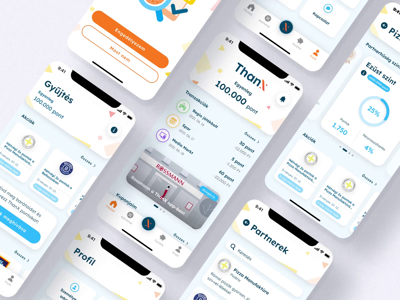 ThanX app UI prototype by Ábel Horváth for ff.next on Dribbble