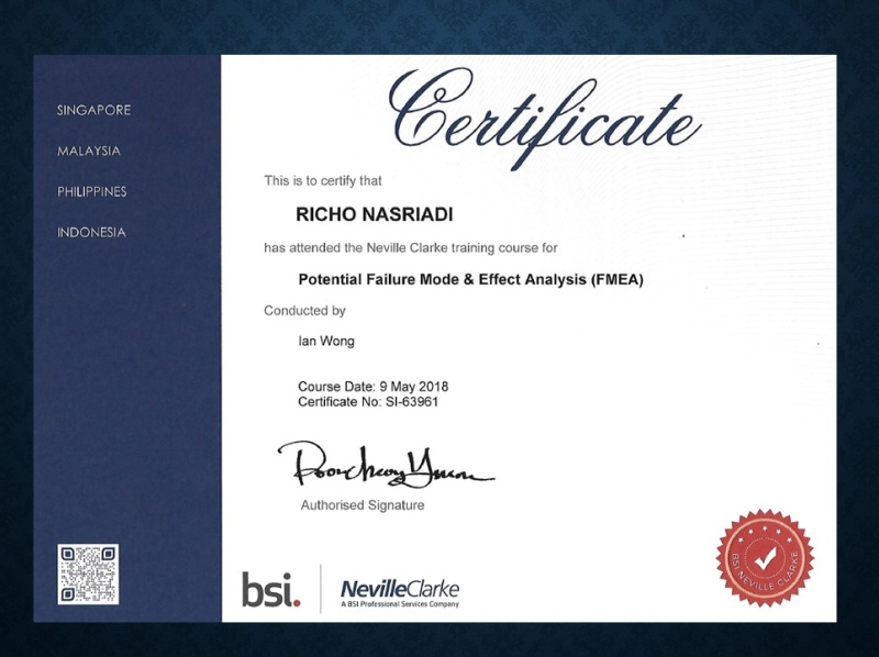 Certificate of FMEA by Richo Nasriadi on Dribbble