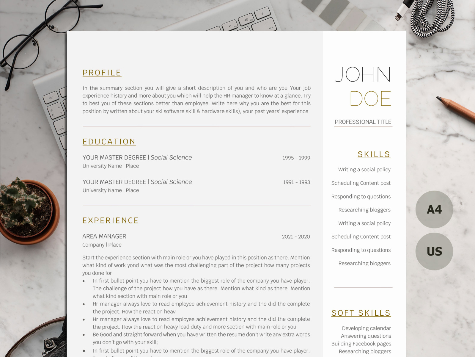 Resume Template for GOOGLE Docs, Microsoft WORD & Pages by Paul resume ...