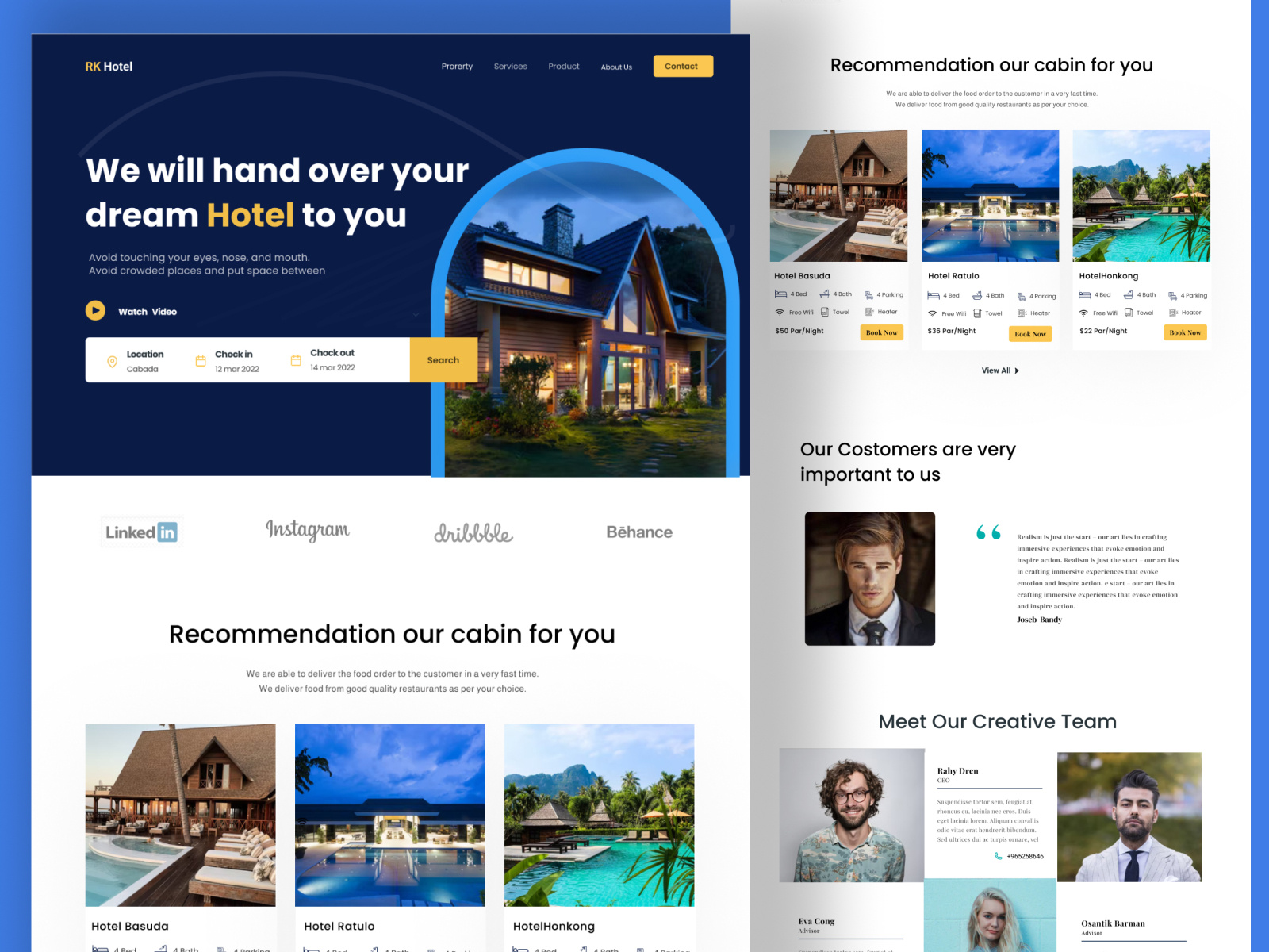 Hotel cabin reservation by FORHAD AHAMMED on Dribbble