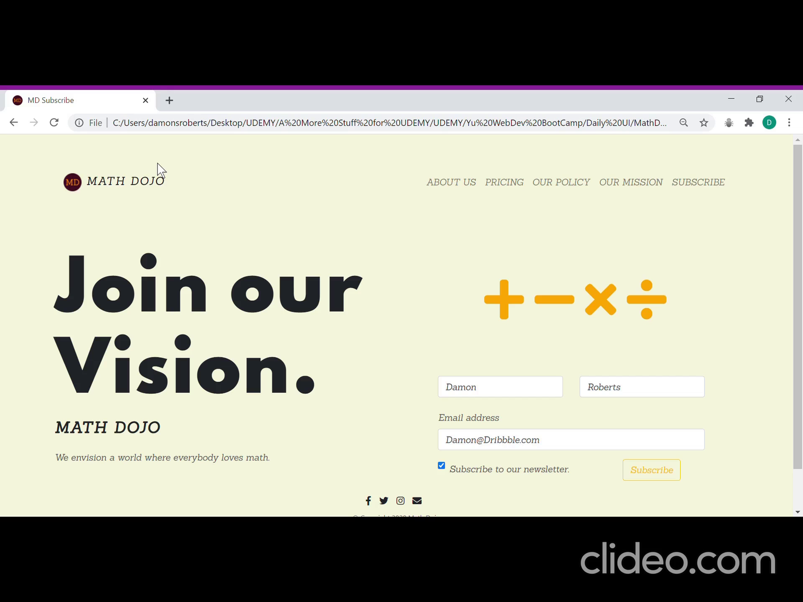 Math Dojo Fake Website Subscription Page by Damon Roberts on Dribbble