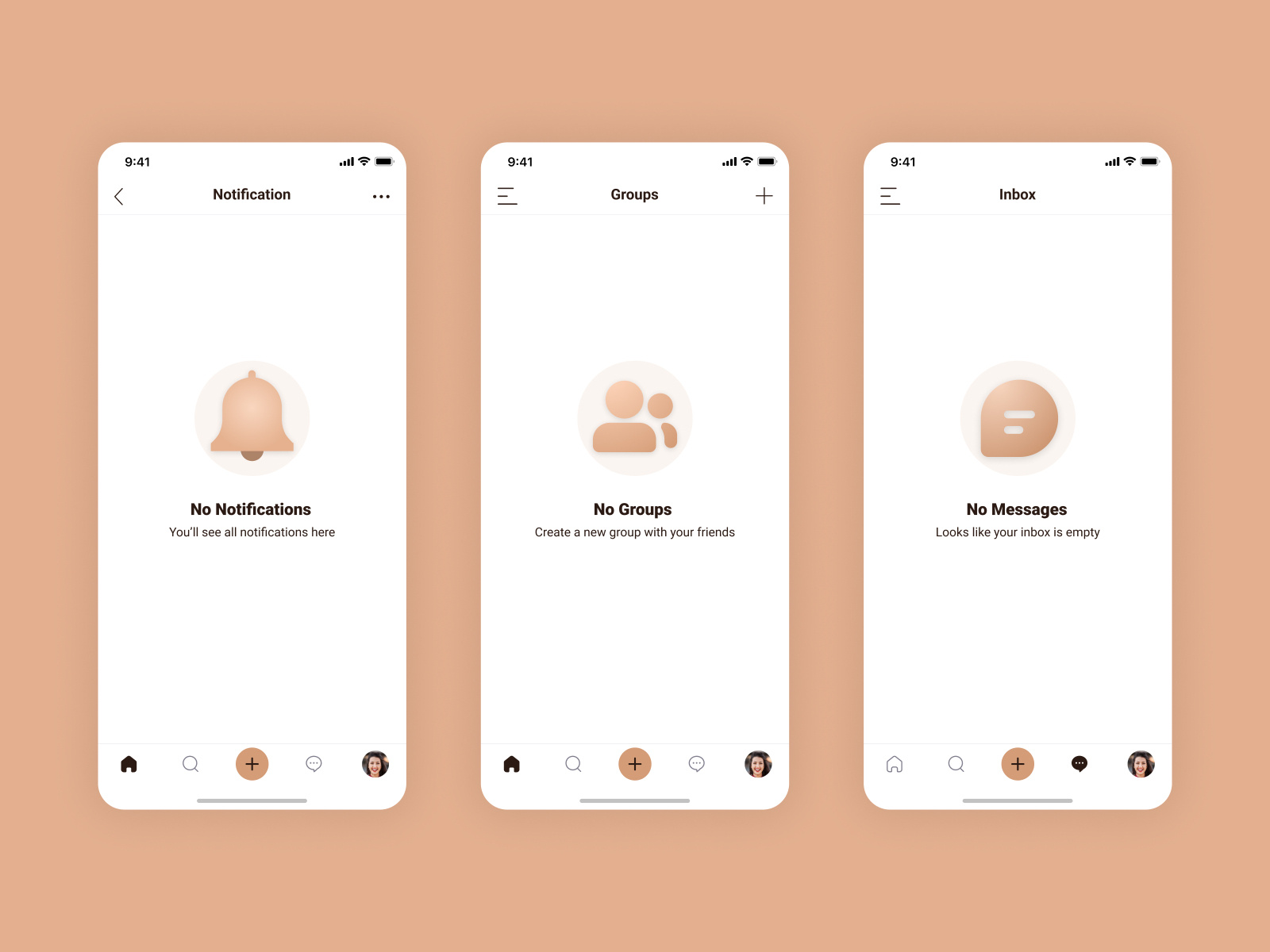 Notification, Group and Messages - Empty States by Masood Ali on Dribbble