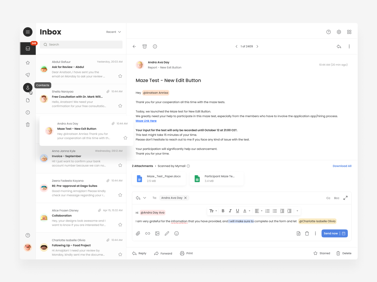 Mymail | Email Dashboard by Azzura Samiatunnisa for Visoeal Studio on ...