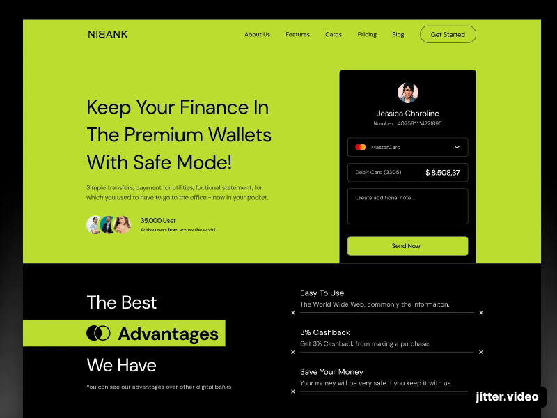 NiBank - Financial Landing Page by Calvin Andreas 💥 for Peddium on Dribbble