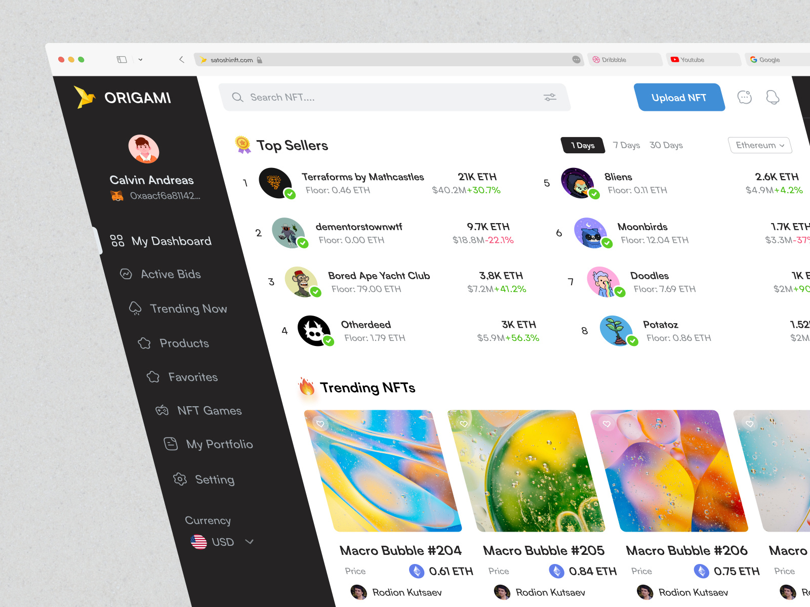 ORIGAMI - Dashboard NFT Marketplace Design by Calvin Andreas 💥 for ...