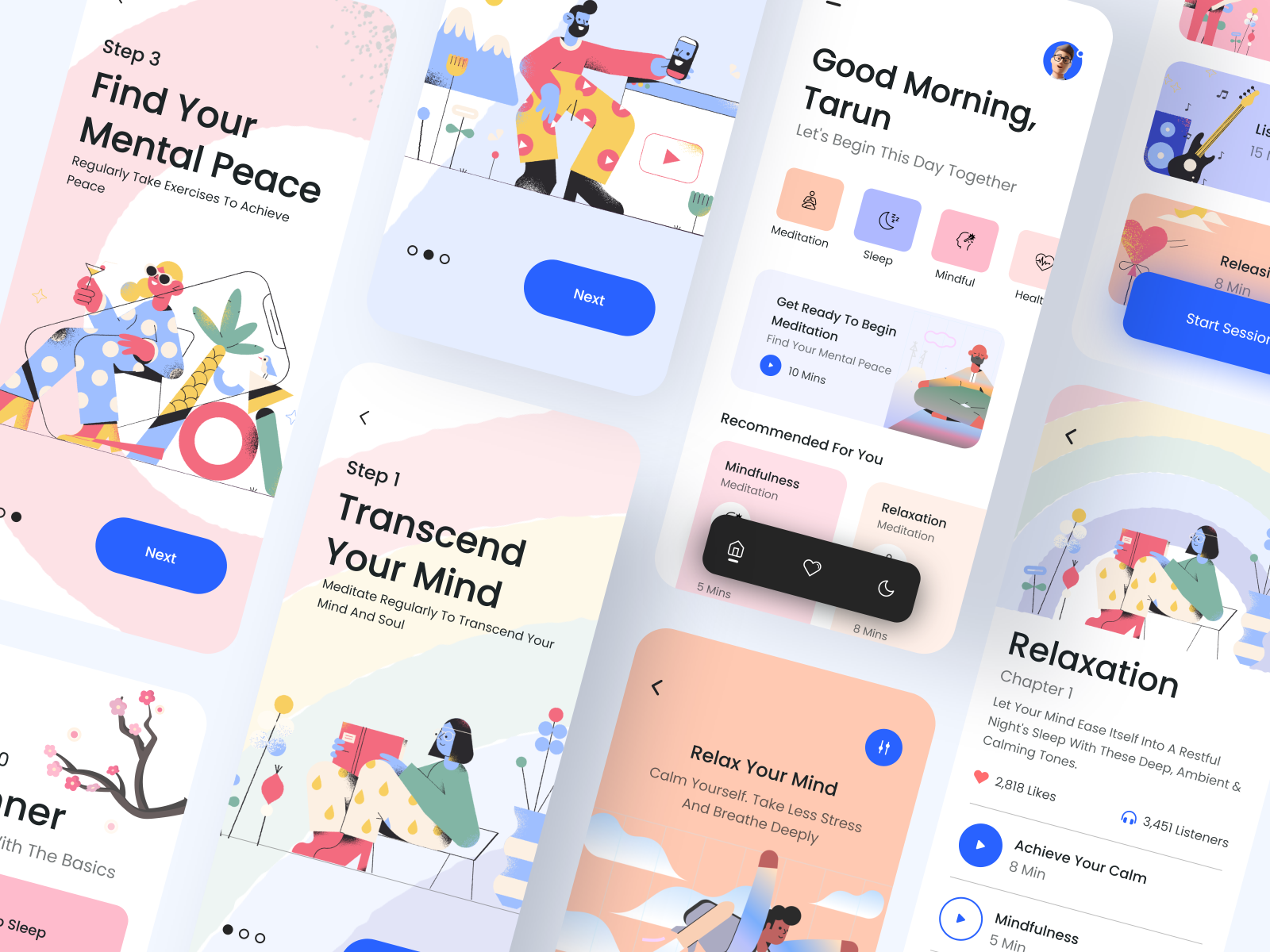 Relaxation App UI by Tarun Singh on Dribbble