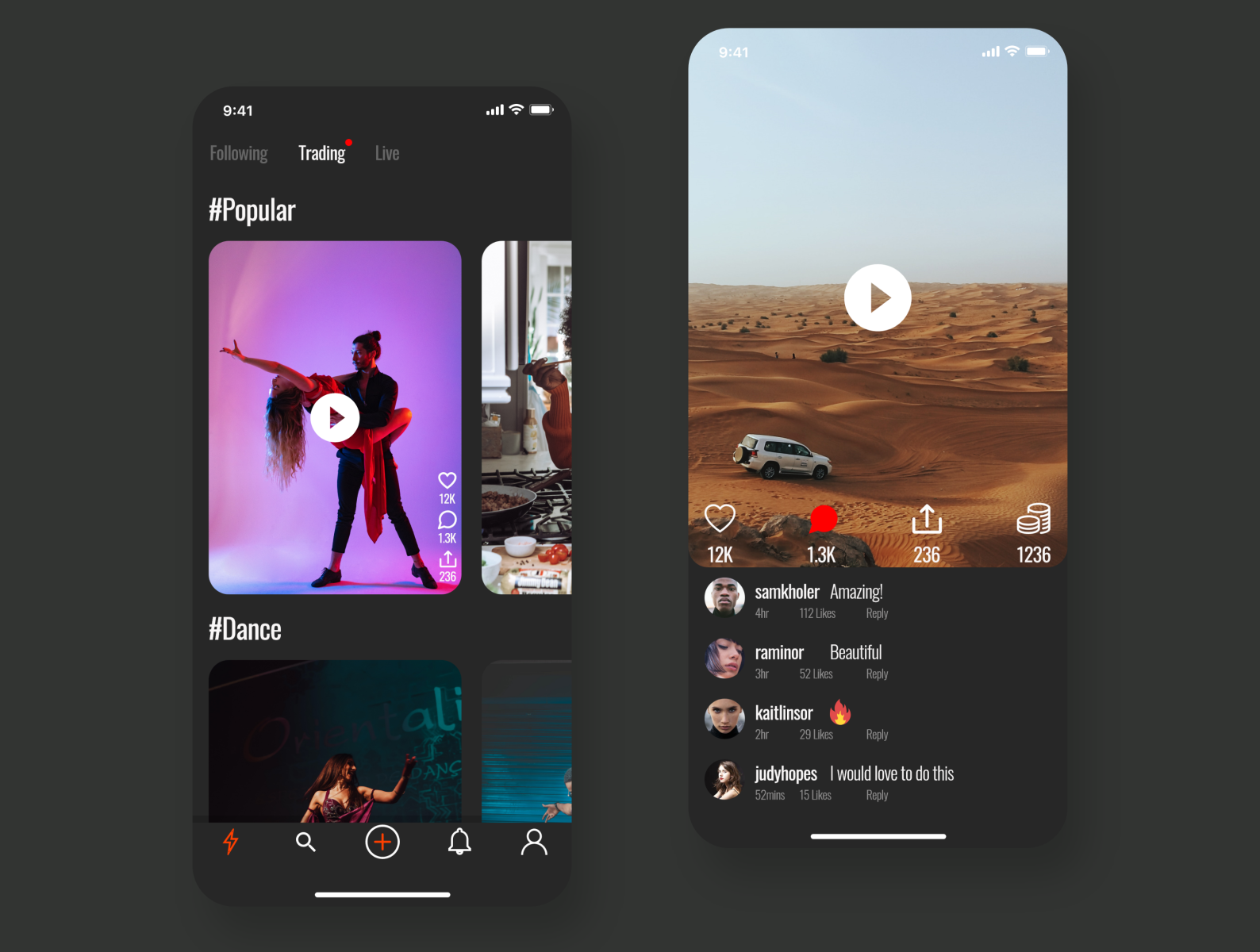 Video Sharing App UI by Akshay Mathadhikari on Dribbble