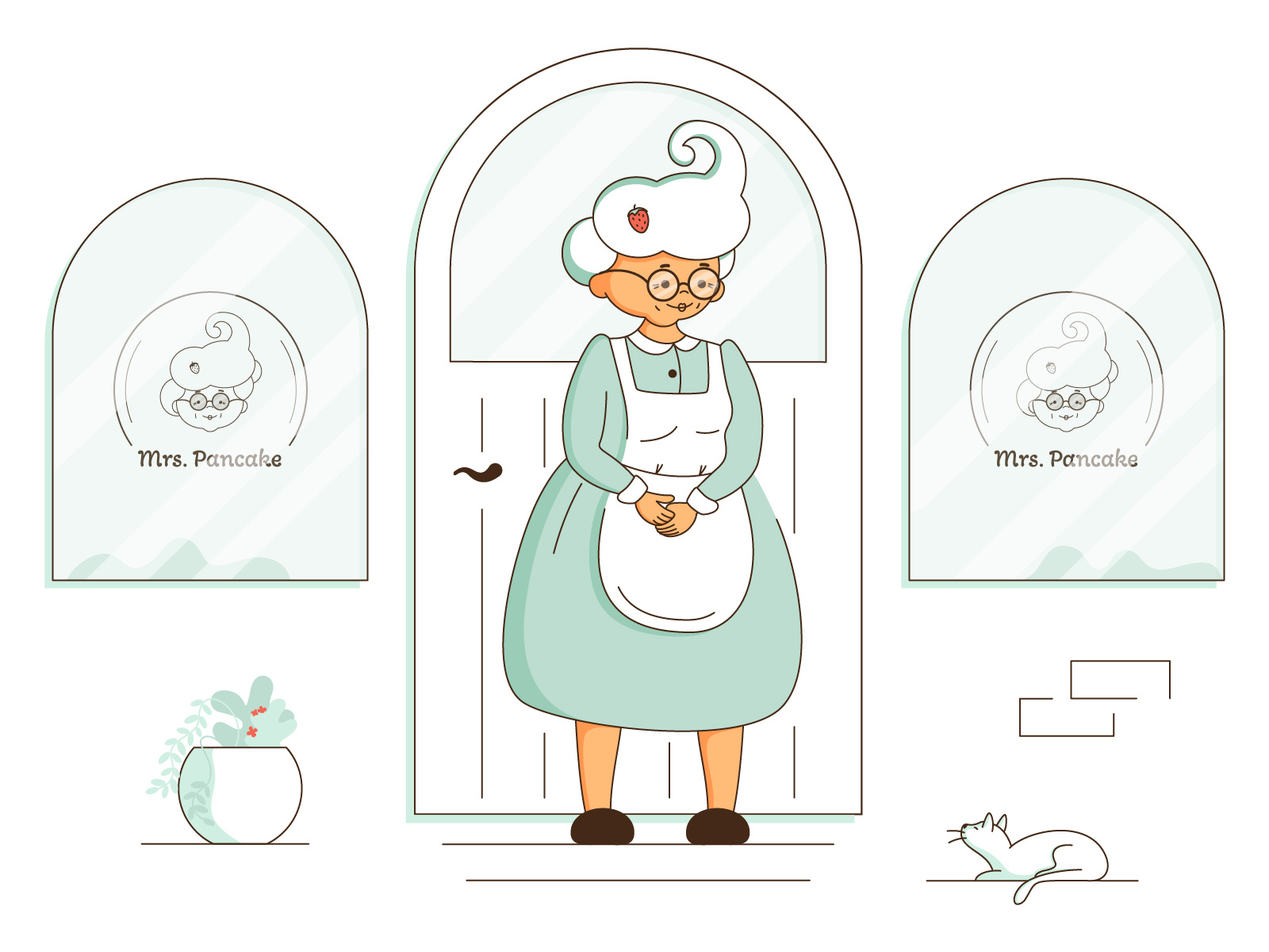 Mrs. Pancake - Character design & Identity by Halina Laryonava on Dribbble